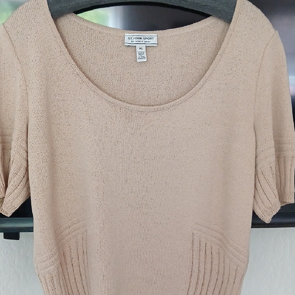 St. John | Sweaters | St John Tan Crew Neck Sweater With Textural ...